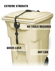 Strong Strap Trash Can Lid Lock | Mitigate Pests, Wind, & Overflow