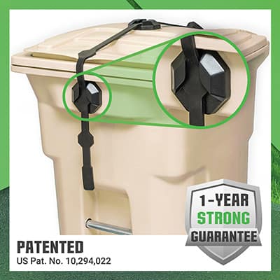 Strong Strap Trash Can Lid Lock | Mitigate Pests, Wind, & Overflow